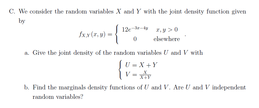 Solved C. We consider the random variables \\( X \\) and \\( | Chegg.com