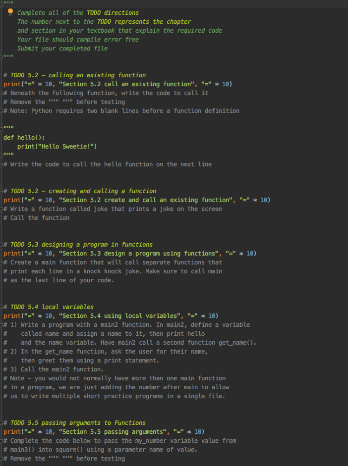 Solved Complete all of the TODO directions The number next | Chegg.com