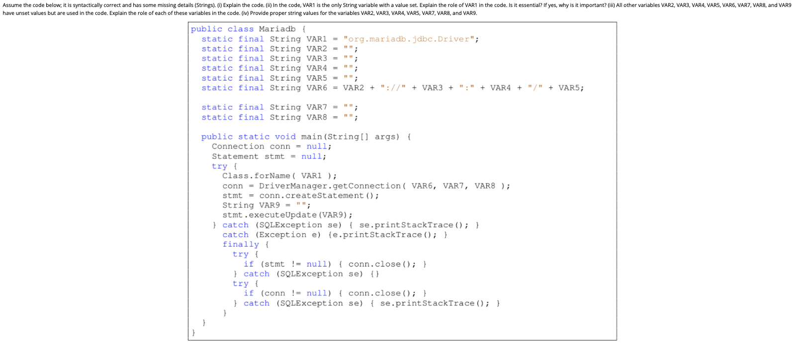 Solved Assume the code below; it is syntactically correct | Chegg.com