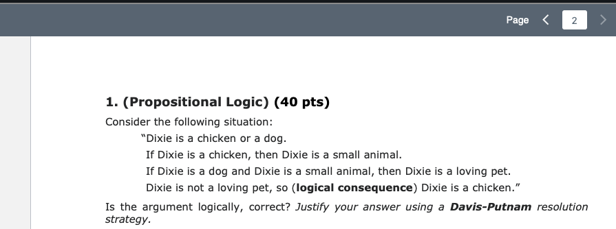 Solved 1. (Propositional Logic) (40 pts) Consider the | Chegg.com