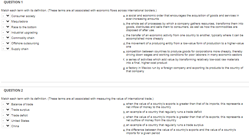 Solved Match each term with its definition. (These terms are | Chegg.com