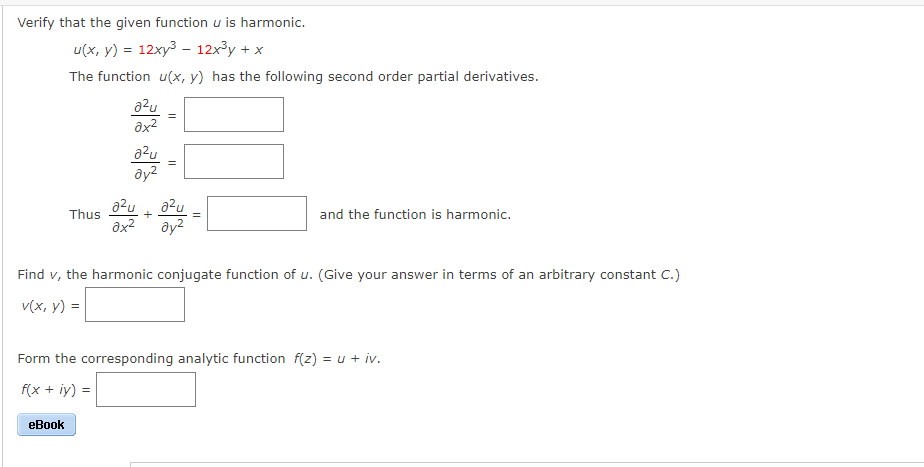 Solved Verify that the given function u is harmonic. u(x, y) | Chegg.com