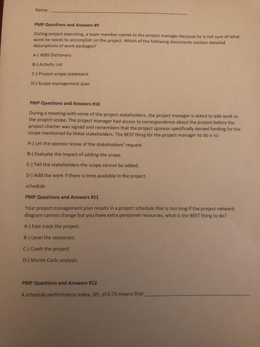 Solved Name: MIS 376 Project Management Worksheet (Chapter 8 | Chegg.com