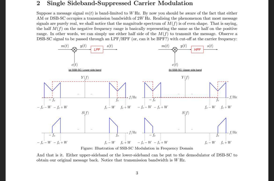 Solved 2 Single Sideband-Suppressed Carrier Modulation | Chegg.com