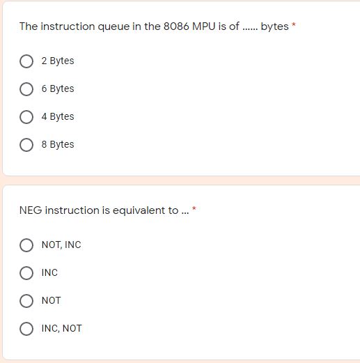 Solved The instruction queue in the 8086 MPU is of ...... | Chegg.com