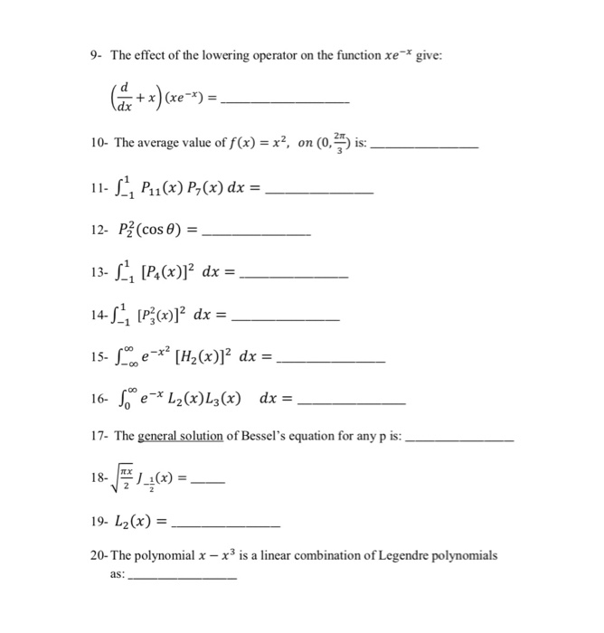 Solved 9- The effect of the lowering operator on the | Chegg.com