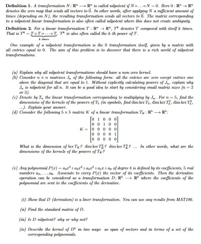 Solved Definition 1. ﻿A transformalion | Chegg.com
