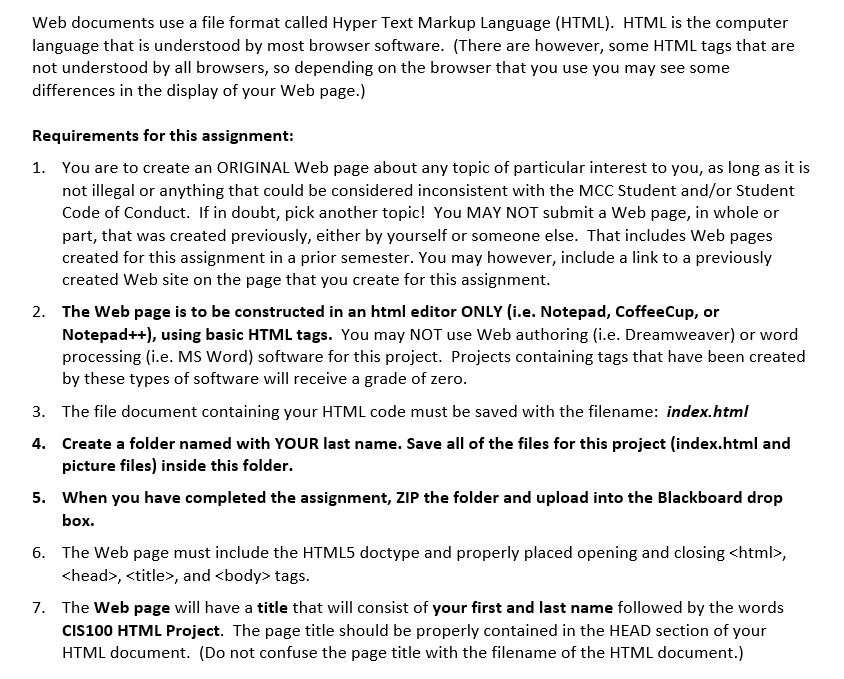 Solved Web documents use a file format called Hyper Text | Chegg.com