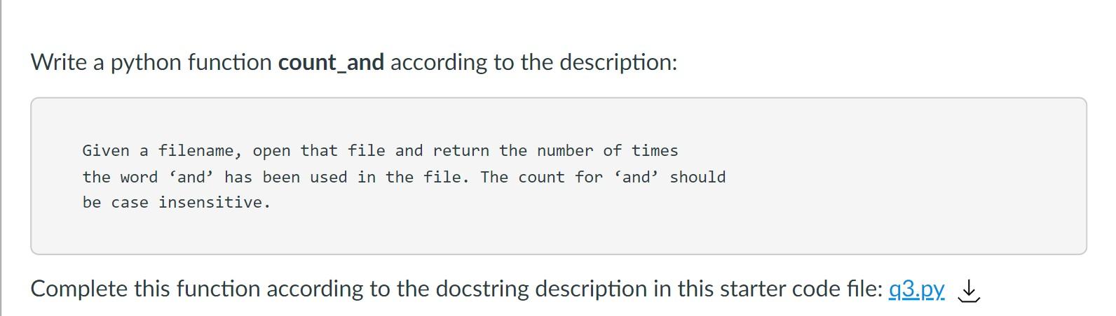 Solved Write a python function count_and according to the | Chegg.com