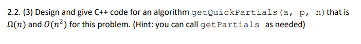 Solved 2. Given a size n array a:{a0,a1,…,an−1}, the partial | Chegg.com