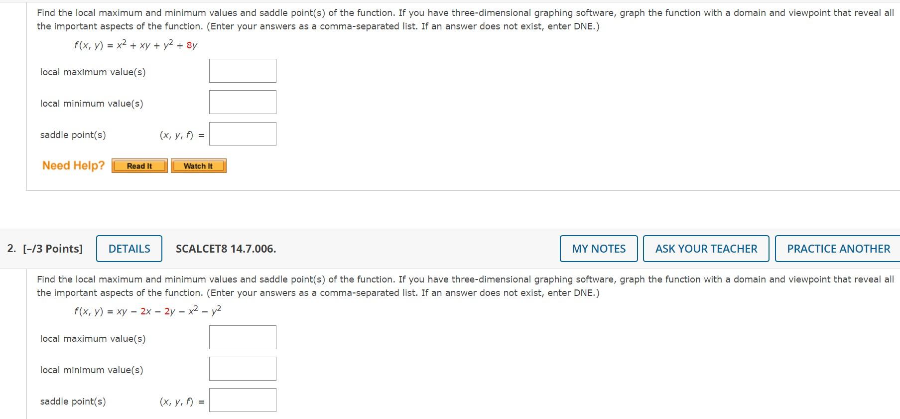 Solved the important aspects of the function. (Enter your | Chegg.com