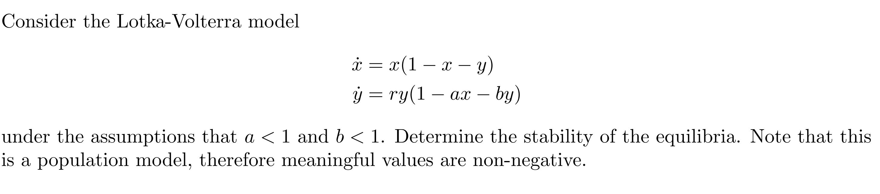Solved Consider the Lotka-Volterra model | Chegg.com