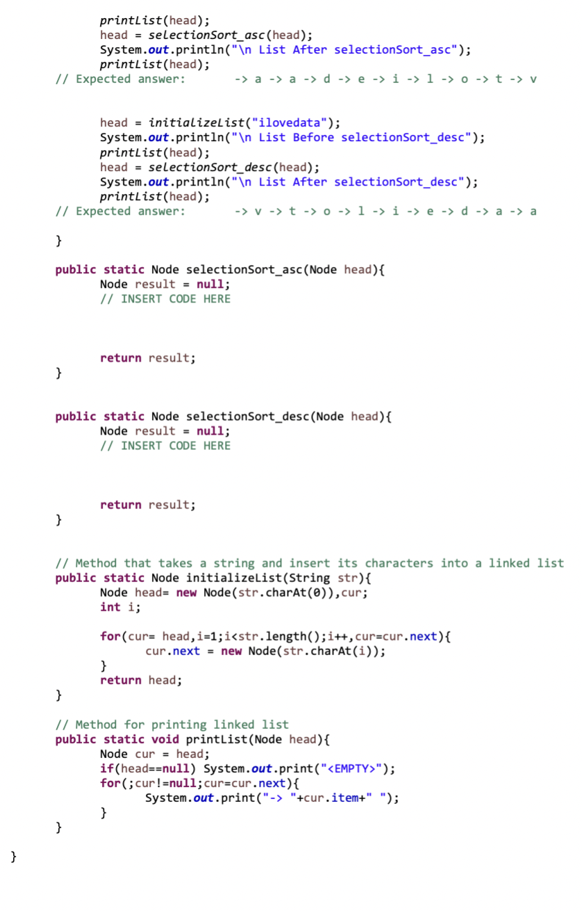 Solved In JAVA public class Node{ char item; Node next; | Chegg.com Solved In JAVA public class Node{ char item; Node next; | Chegg.com