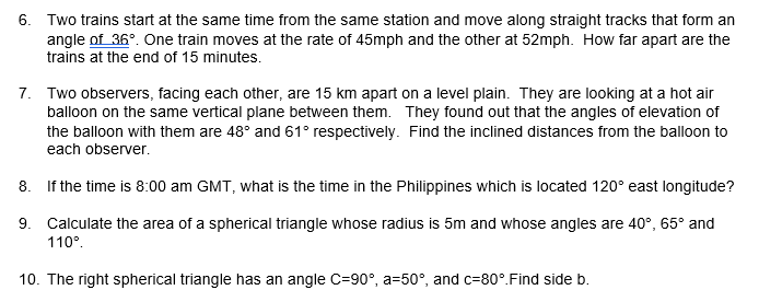 Solved 6. Two trains start at the same time from the same | Chegg.com