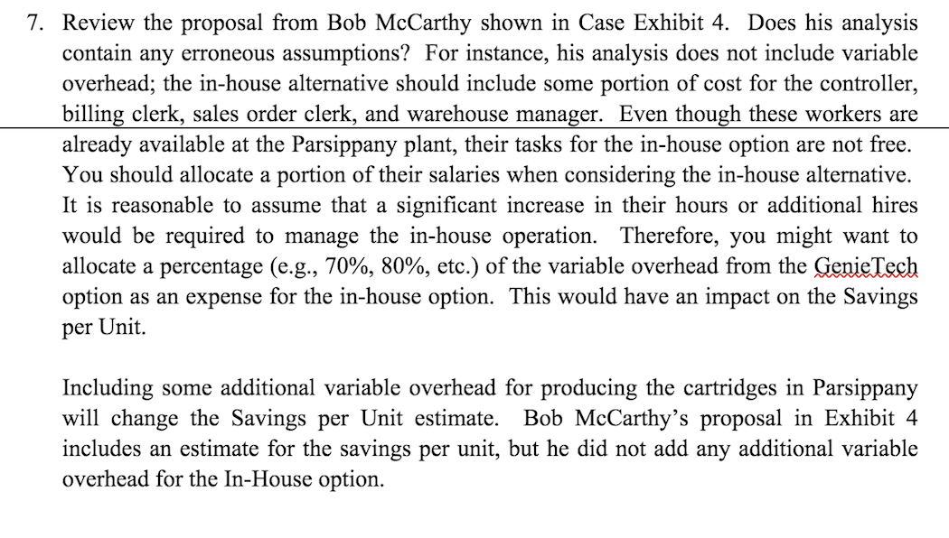 Review the proposal from Bob McCarthy shown in Case | Chegg.com