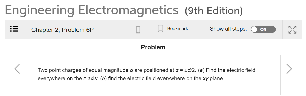 Solved Engineering Electromagnetics |(9th Edition) Chapter | Chegg.com