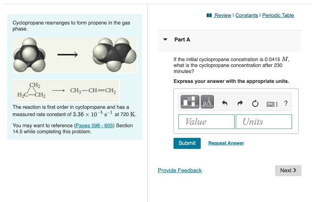 Solved Review Constants Periodic Table Cyclopropane | Chegg.com