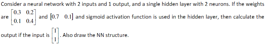 Solved Consider a neural network with 2 inputs and 1 output, | Chegg.com