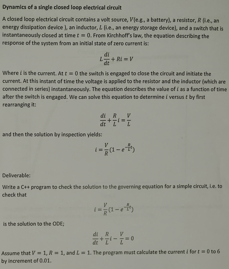 Solved Dynamics of a single closed loop electrical circuit A | Chegg.com