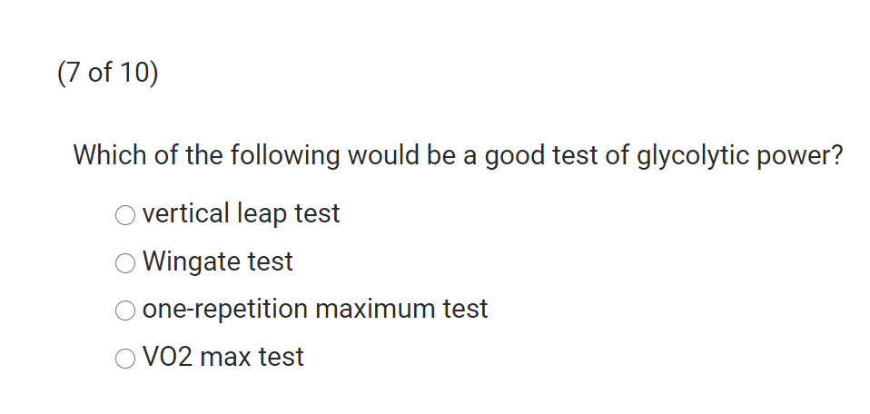 Solved (1 of 10) When performing a one repetition max test | Chegg.com