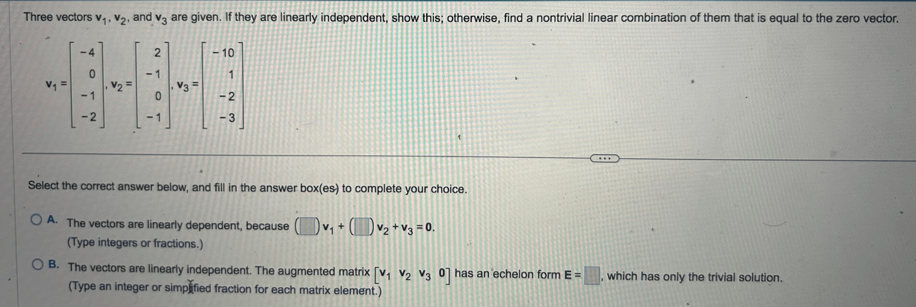 Solved \\[ \\mathbf{v}_{1}=\\left[\\begin{array}{r} -4 \\\\ | Chegg.com