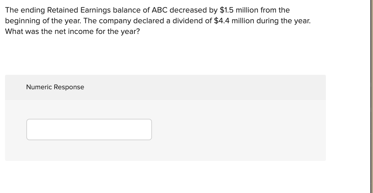 Solved The ending Retained Earnings balance of ABC decreased | Chegg.com