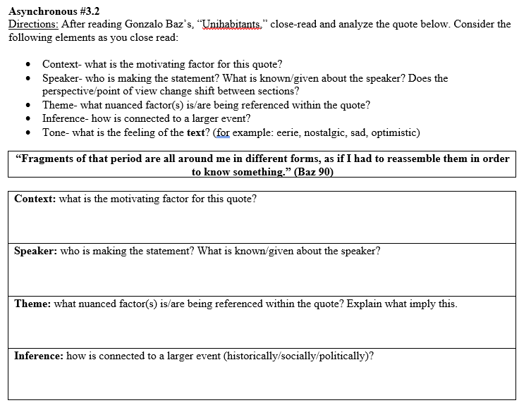 Asynchronous #3.2 Directions: After reading Gonzalo | Chegg.com