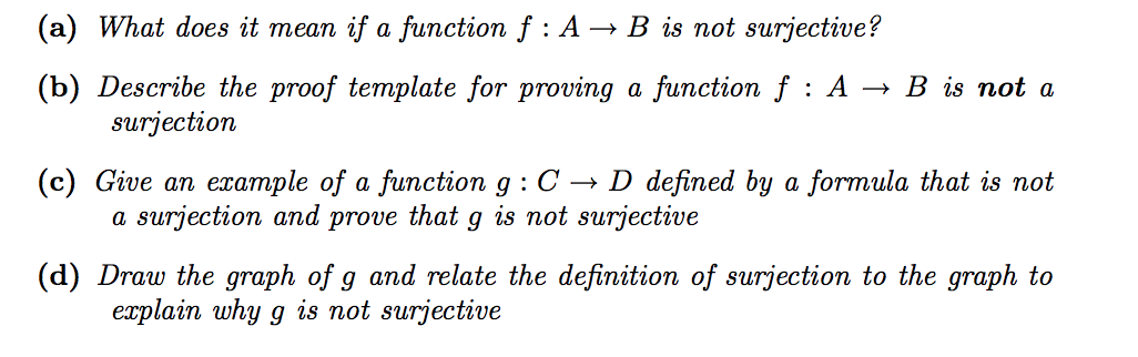 Solved (a) What does it mean if a function f : A → B is not | Chegg.com