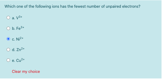Solved Which one of the following ions has the fewest number | Chegg.com
