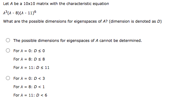 Solved Let A be a 10x10 matrix with the characteristic | Chegg.com