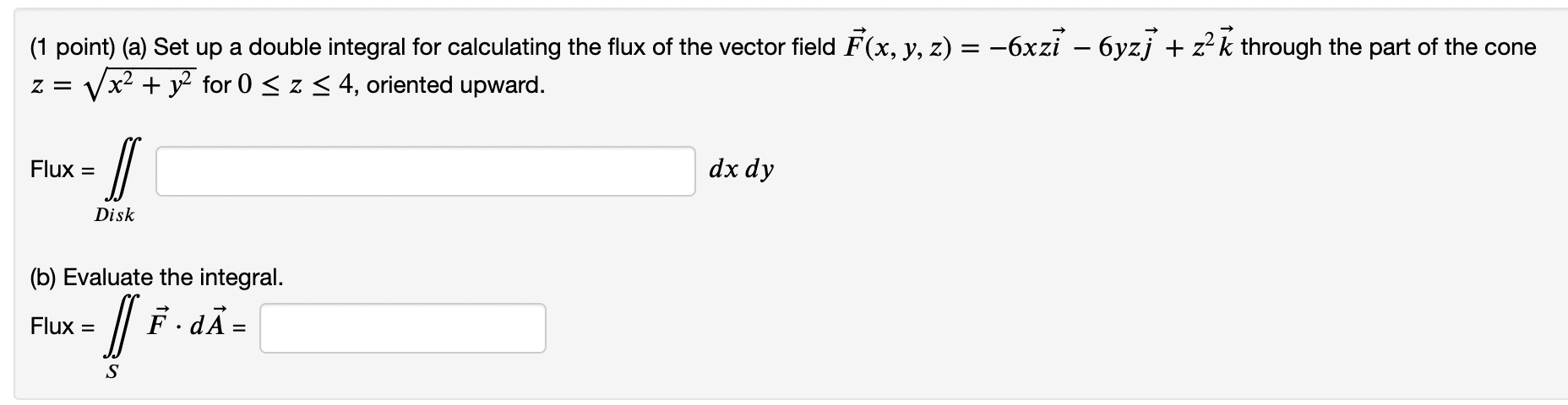 Solved (1 point) (a) Set up a double integral for | Chegg.com