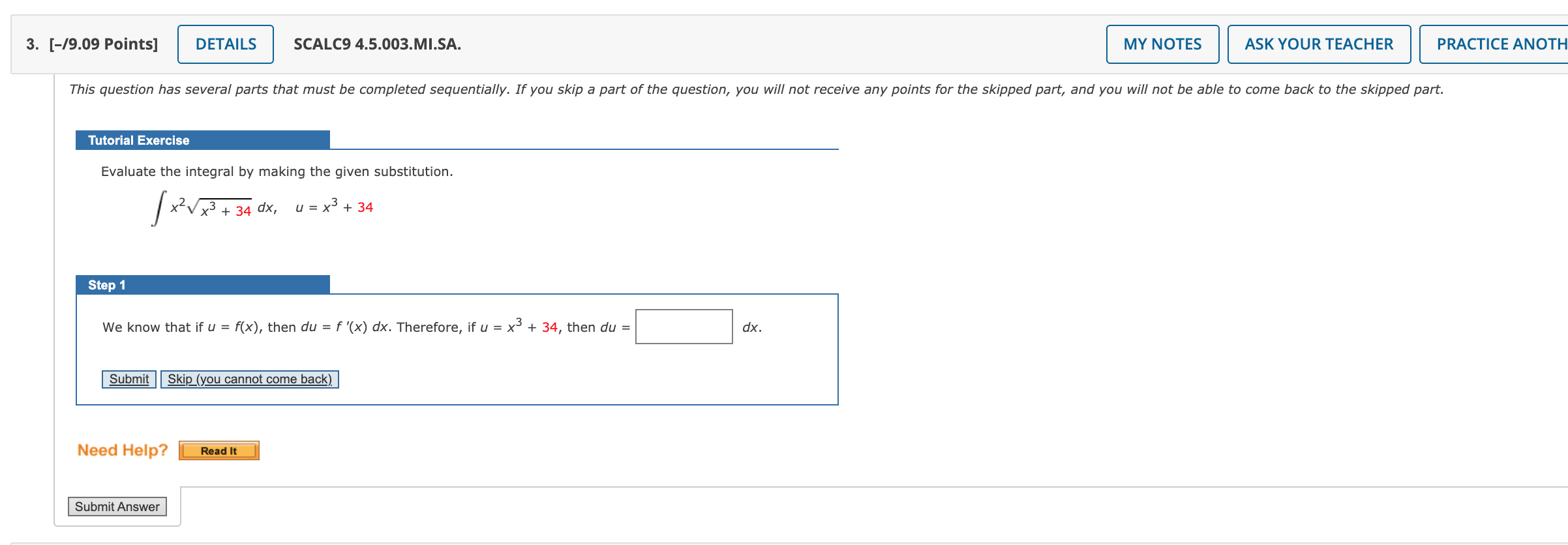 Solved 3. [-19.09 Points] DETAILS SCALC9 4.5.003.MI.SA. MY | Chegg.com
