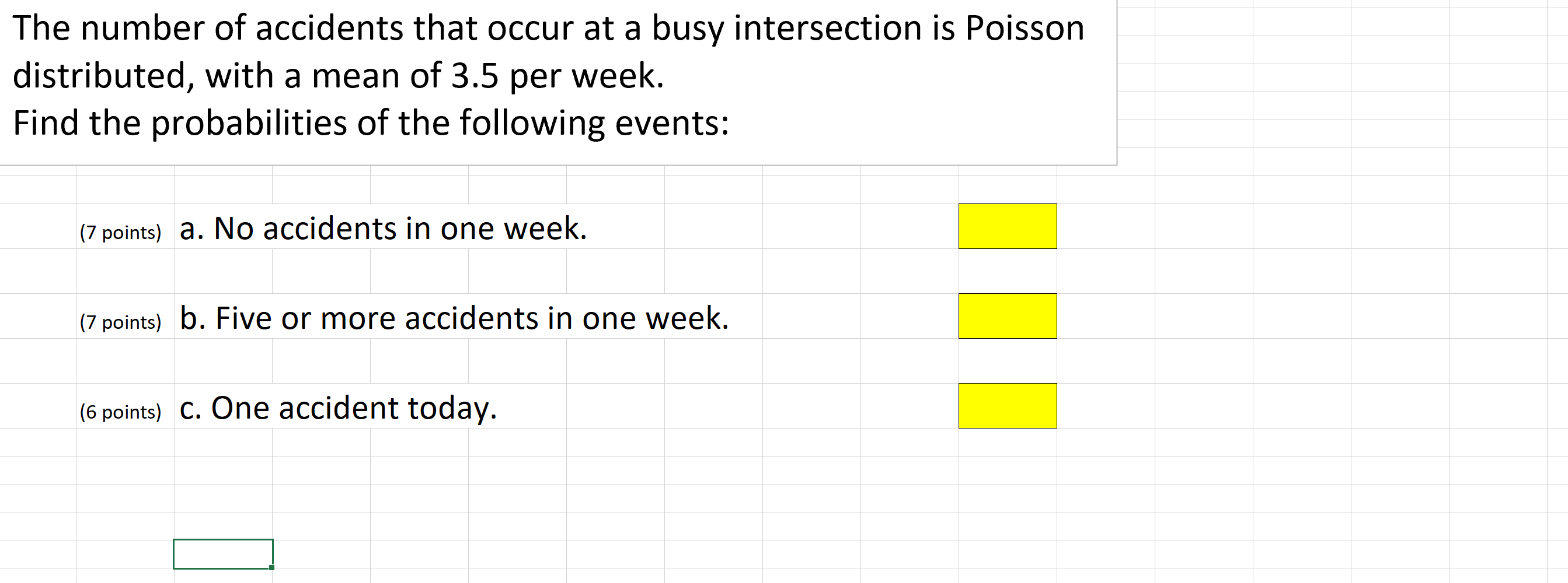 Solved The number of accidents that occur at a busy | Chegg.com