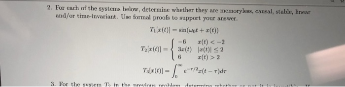 Solved 2. For each of the systems below, determine whether | Chegg.com