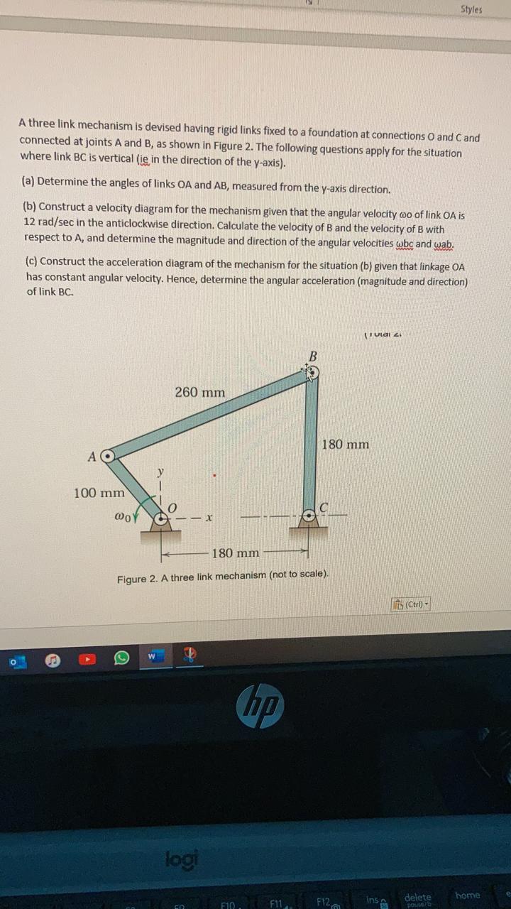Solved Styles A three link mechanism is devised having rigid | Chegg.com