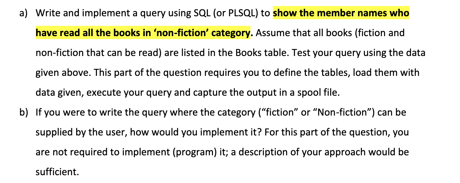 Solved This assignment requires a SQL implementation for the | Chegg.com