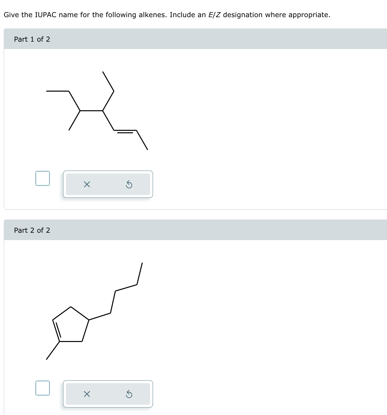 Solved Give the IUPAC name for the following alkenes. | Chegg.com