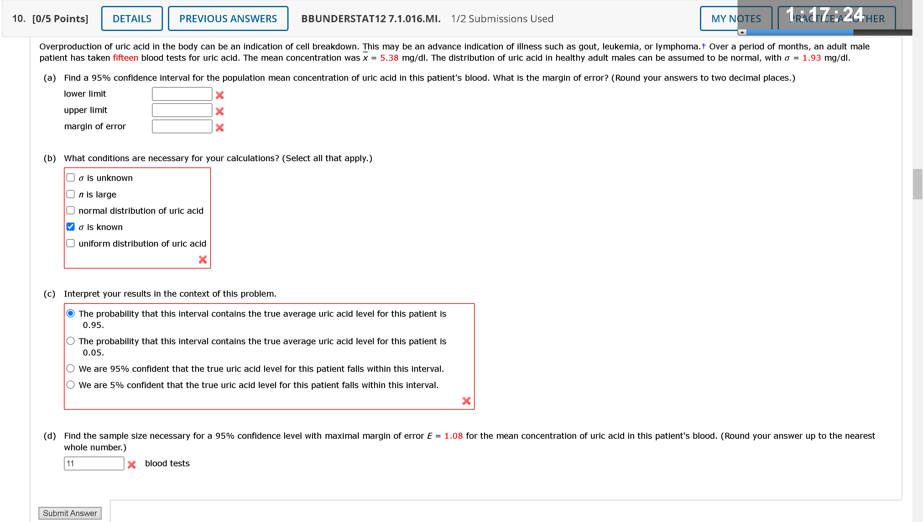 Solved lower limit upper limit margin of error (b) What | Chegg.com