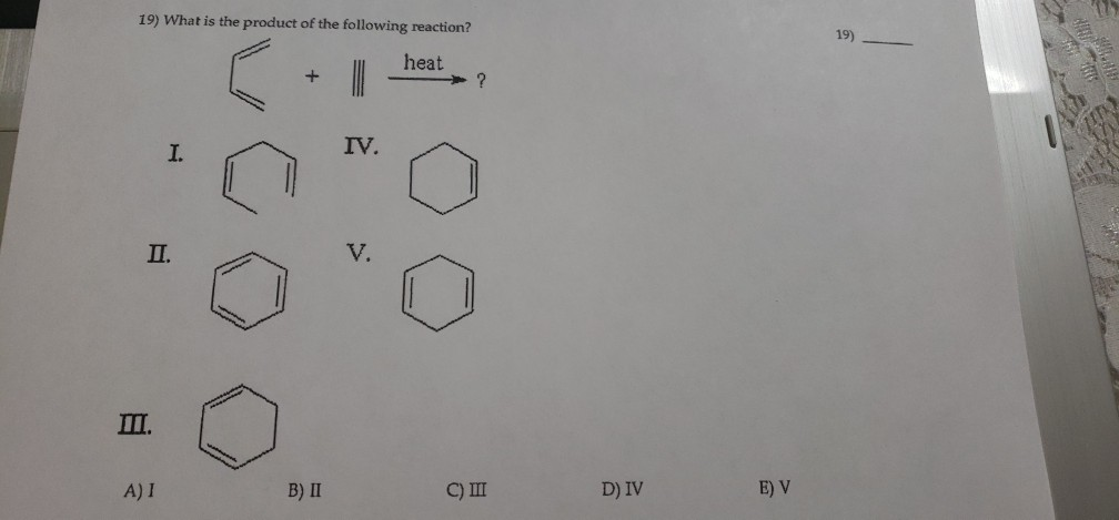 Solved 19) What is the product of the following reaction? | Chegg.com