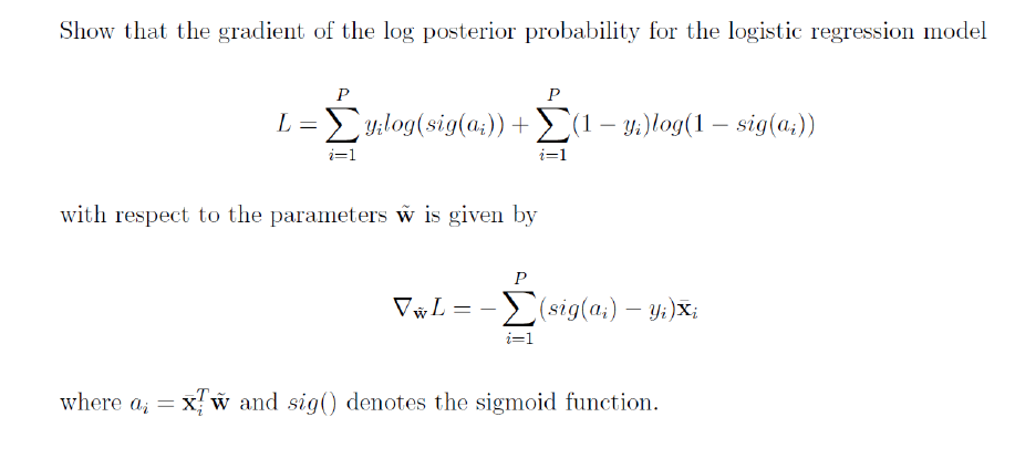 Show that the gradient of the log posterior | Chegg.com