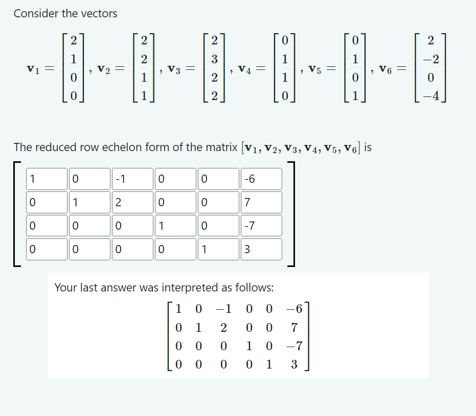 Solved Consider the vectors | Chegg.com