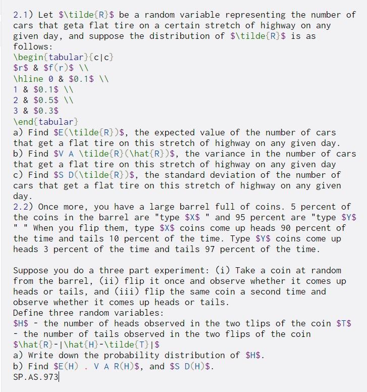 Solved 2.1) Let $\tilde{R} $ be a random variable | Chegg.com