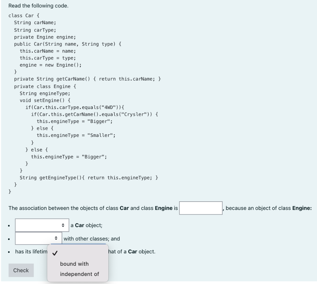 Solved Read the following code. class Car { String carName; | Chegg.com