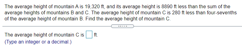 Solved The average height of mountain A is 19,320 ft, and | Chegg.com