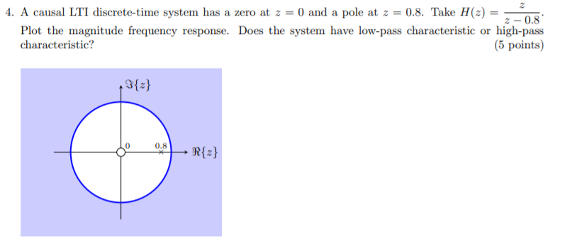 Solved 4. A causal LTI discrete-time system has a zero at z | Chegg.com