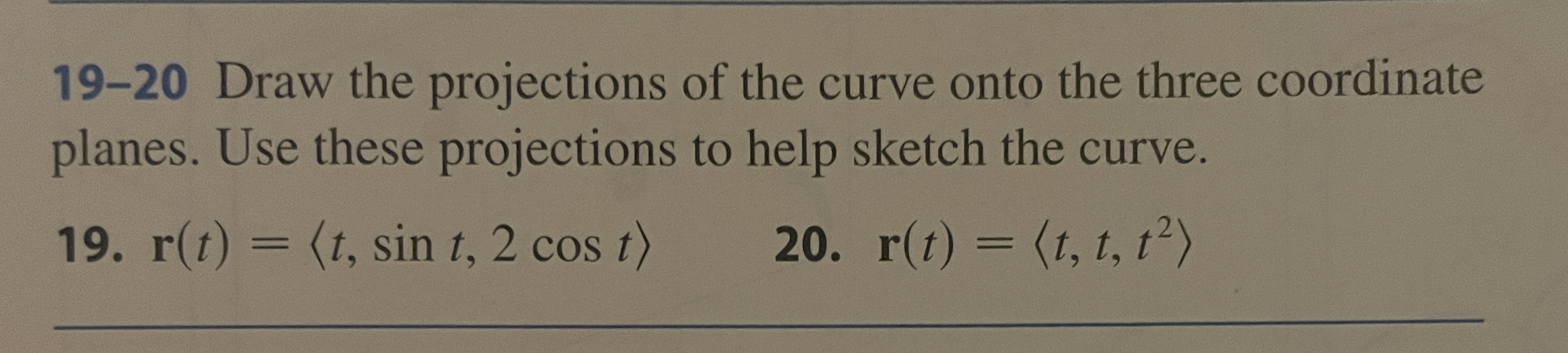 Solved 19-20 ﻿Draw the projections of the curve onto the | Chegg.com
