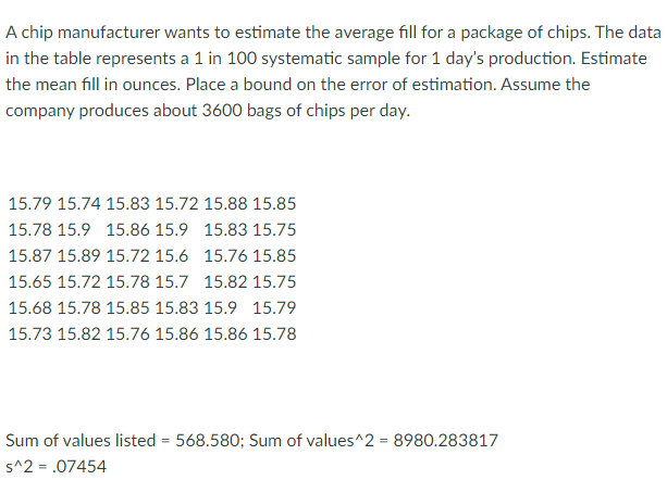 Solved A chip manufacturer wants to estimate the average | Chegg.com