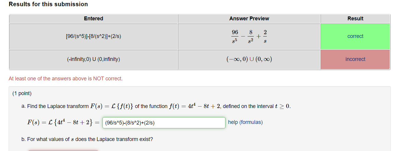 Solved I'm unsure on part b, for what values of s does this | Chegg.com