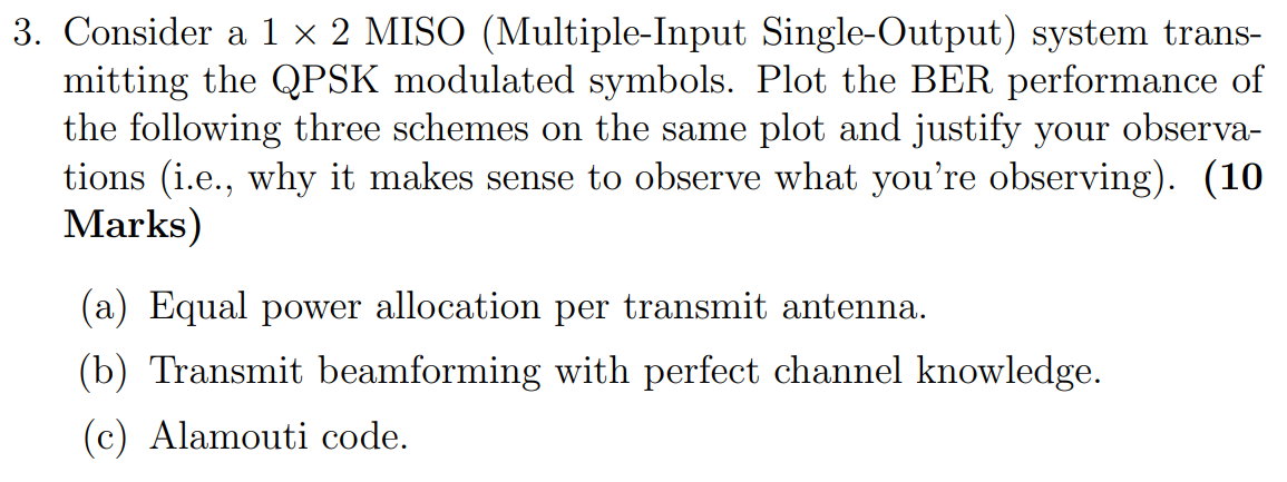 Solved Consider A 1×2 Miso Multiple Input Single Output