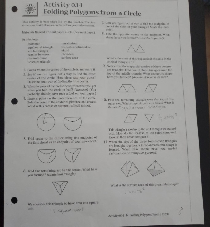 Solved Activity 0.1-1 Folding Polygons from a Circle This | Chegg.com